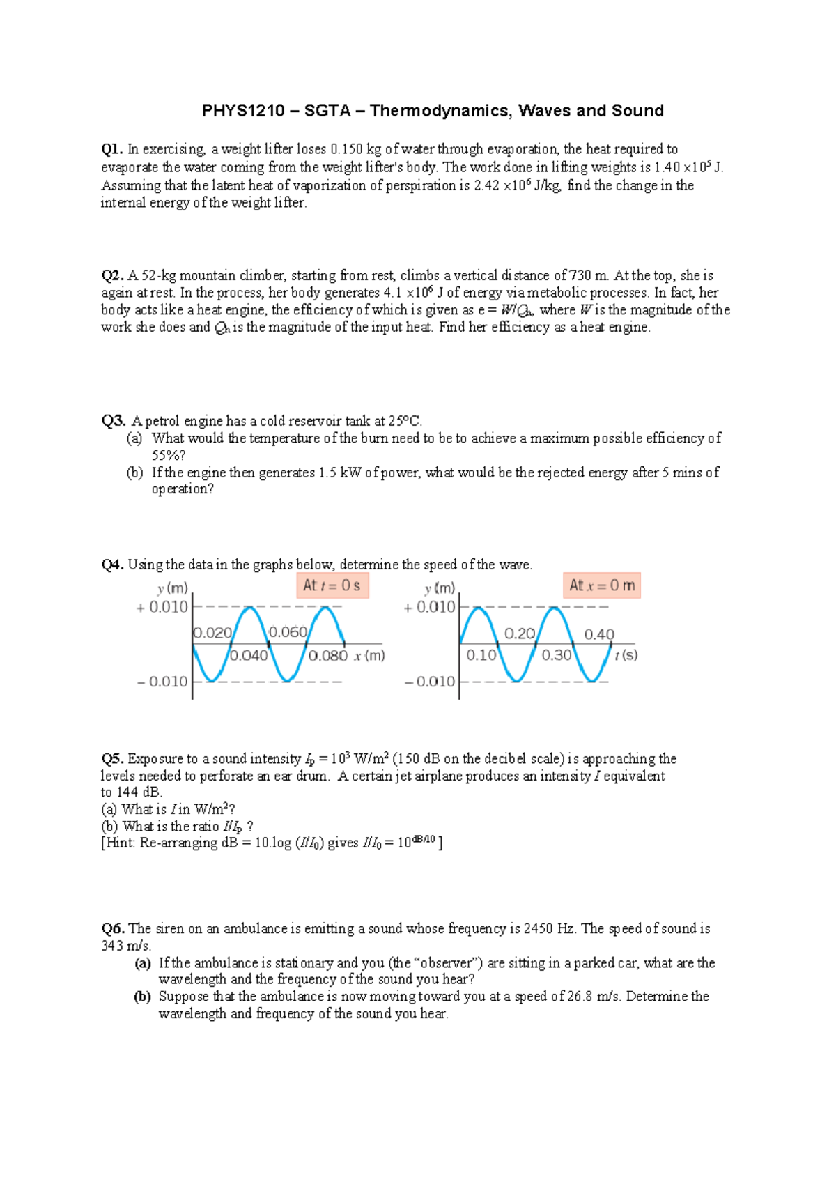 SGTA Week 10 (TWS) - Tutorial - PHYS1210 – SGTA – Thermodynamics, Waves ...