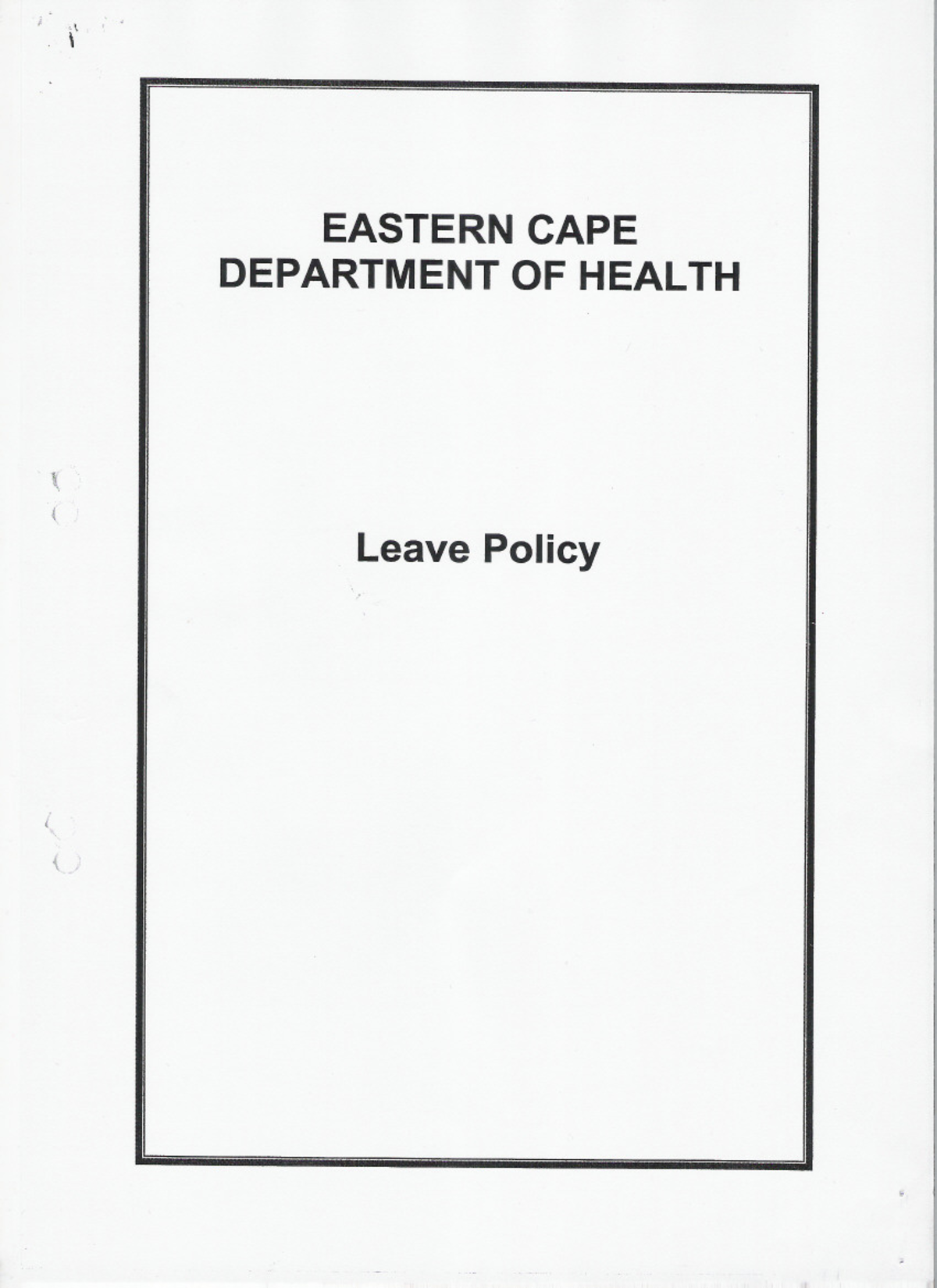 Ecdoh Leave Policy - INS1502 - Studocu