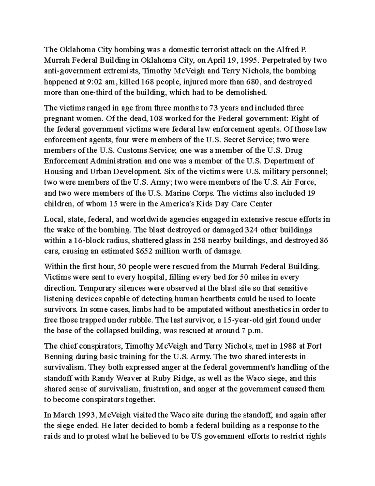 OKC - Lecture Notes on Oklahoma City Bombing - The Oklahoma City ...