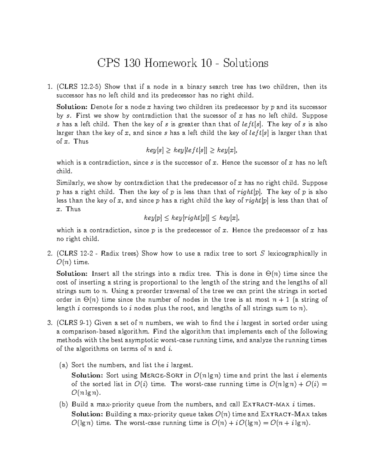 H10-solution - CPS 130 Homework 10 - Solutions (CLRS 12-5) Show that if ...
