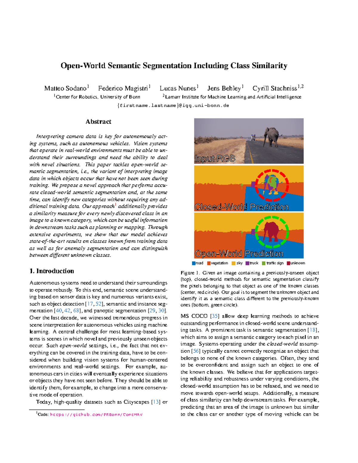 Open-World Semantic Segmentation Including Class Similarity - uni-bonn Abstract Interpreting ...