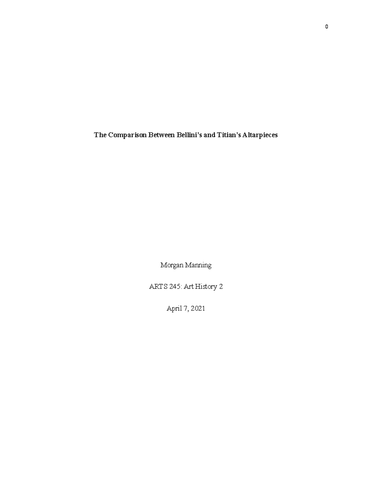 Art History 2 Comparison - The Comparison Between Bellini’s and Titian ...