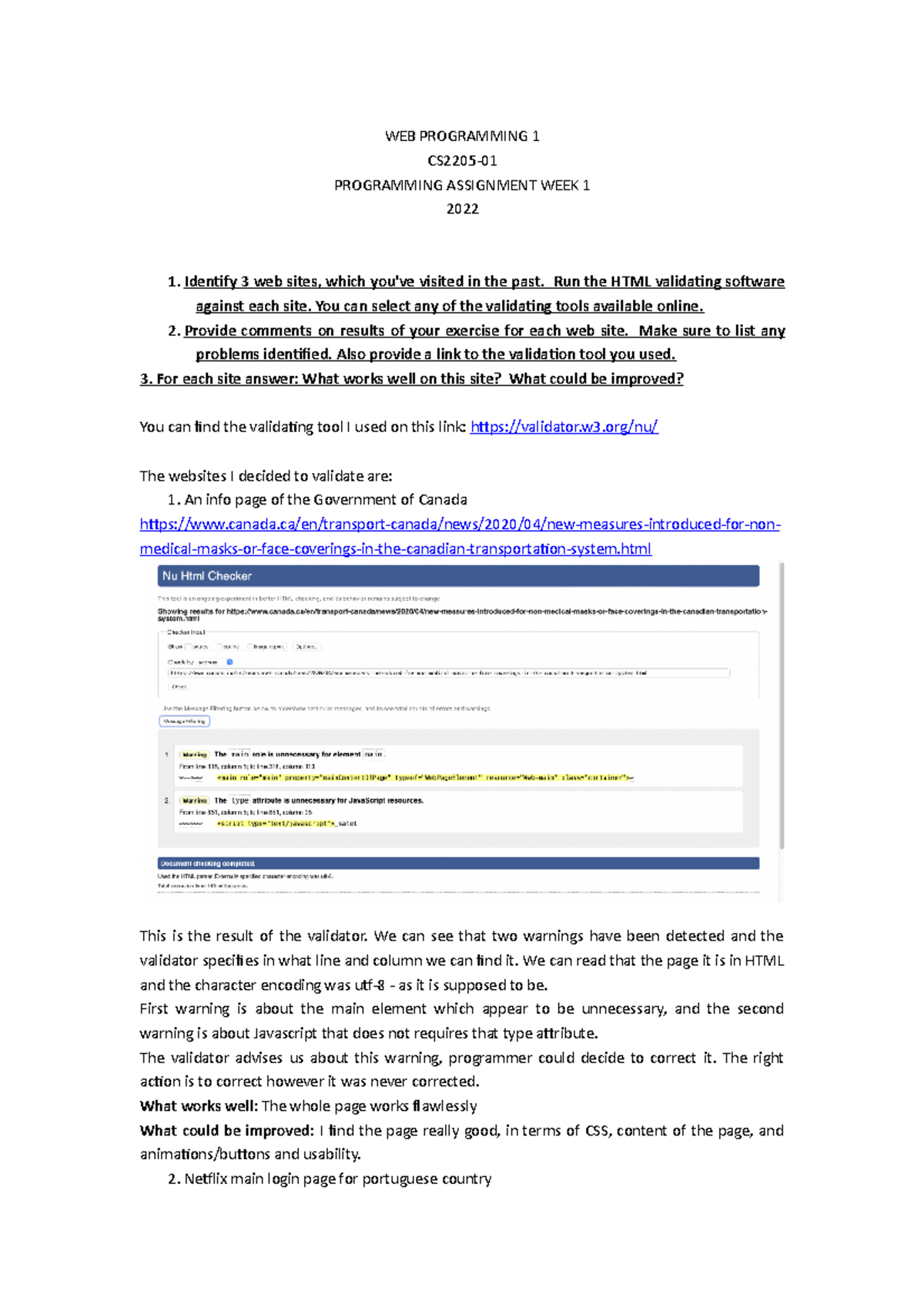 Assignment week 1 - UoPeople Correct max score - WEB PROGRAMMING 1 CS2205- PROGRAMMING ...