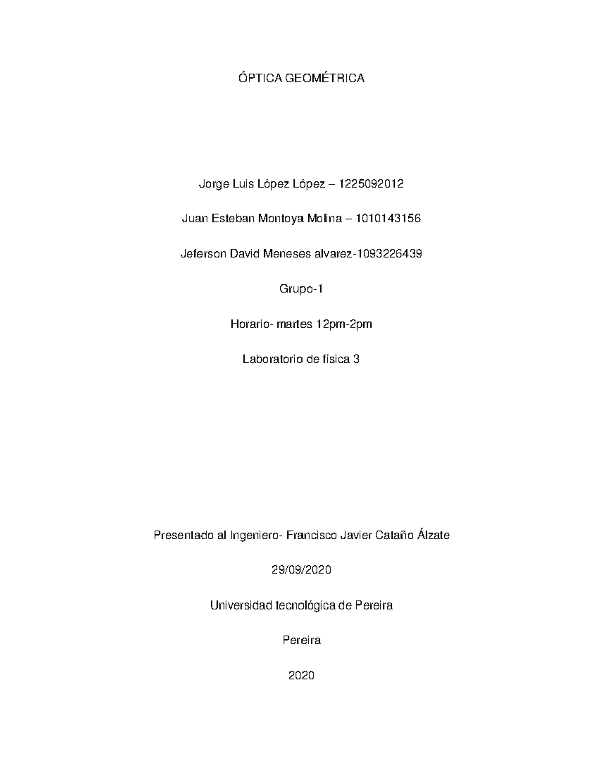 Óptica Geométrica - laboratorio 5 de física 3 - Warning: TT: undefined function: 32 ÓPTICA - Studocu