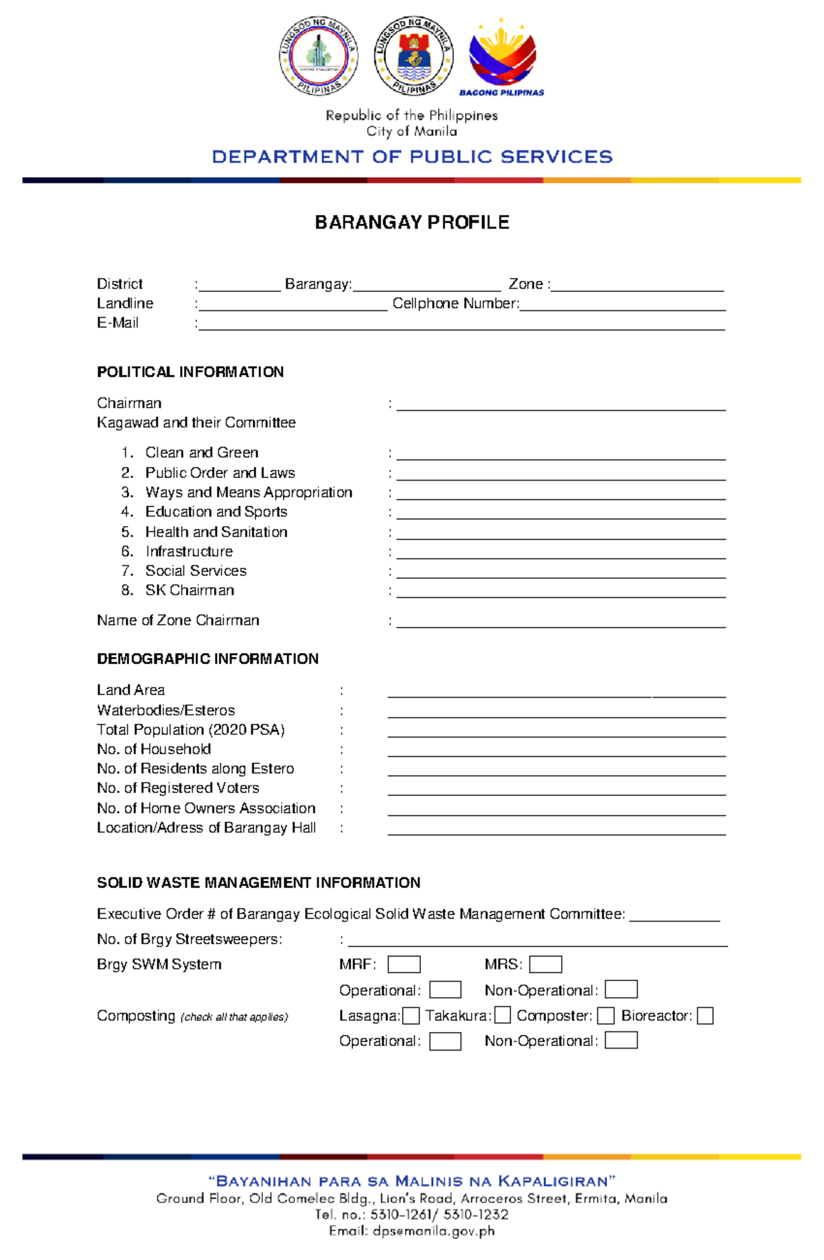 BRGY- Profile- Final - BARANGAY PROFILE District :__________ Barangay ...
