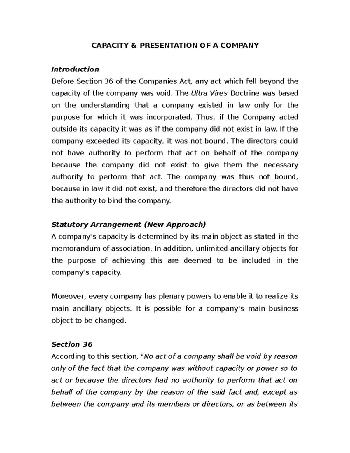 LML4806 Capacity Representation of a Company - CAPACITY & PRESENTATION ...