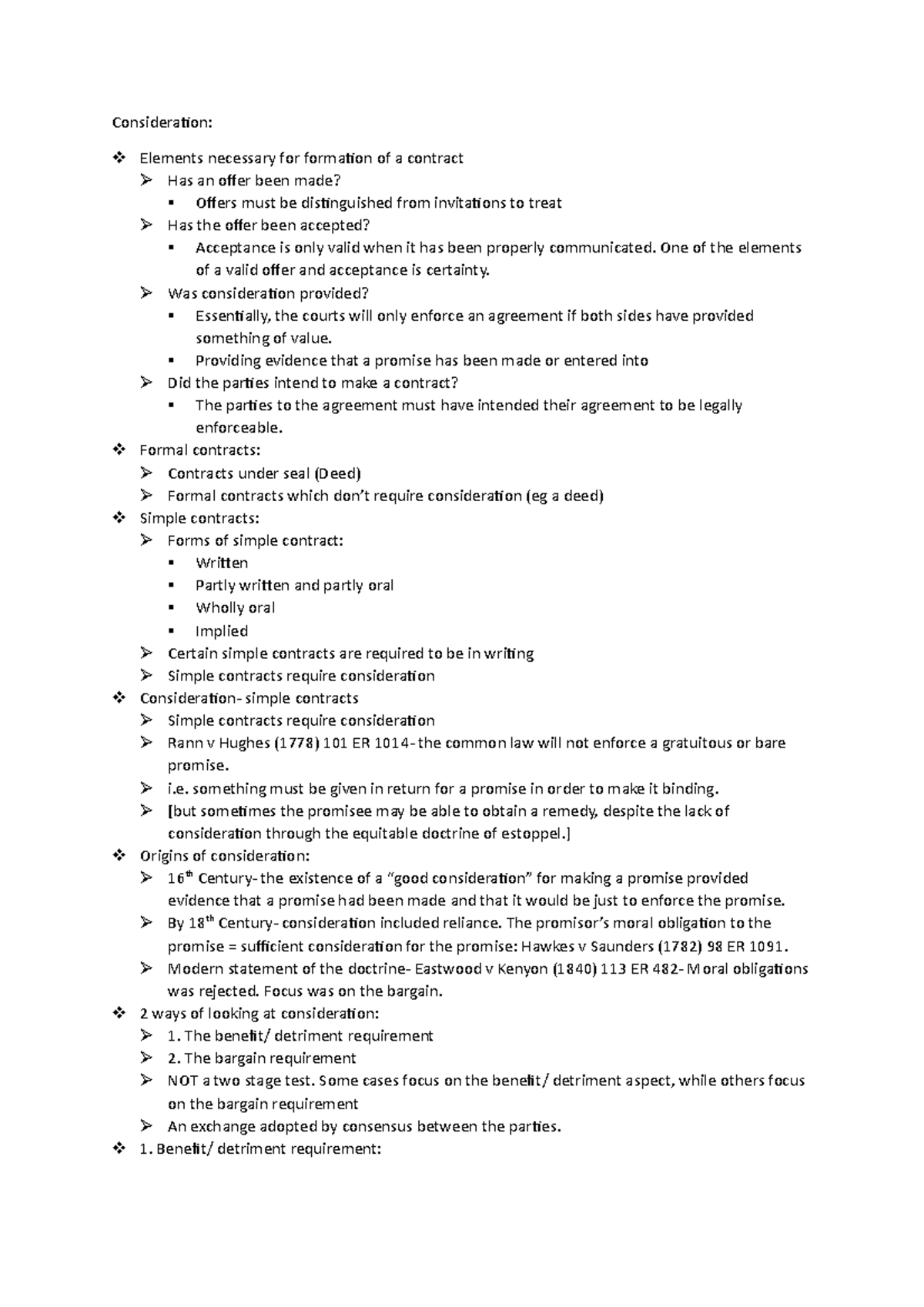 3. Consideration - Lecture notes 3 - Consideration: Elements necessary ...