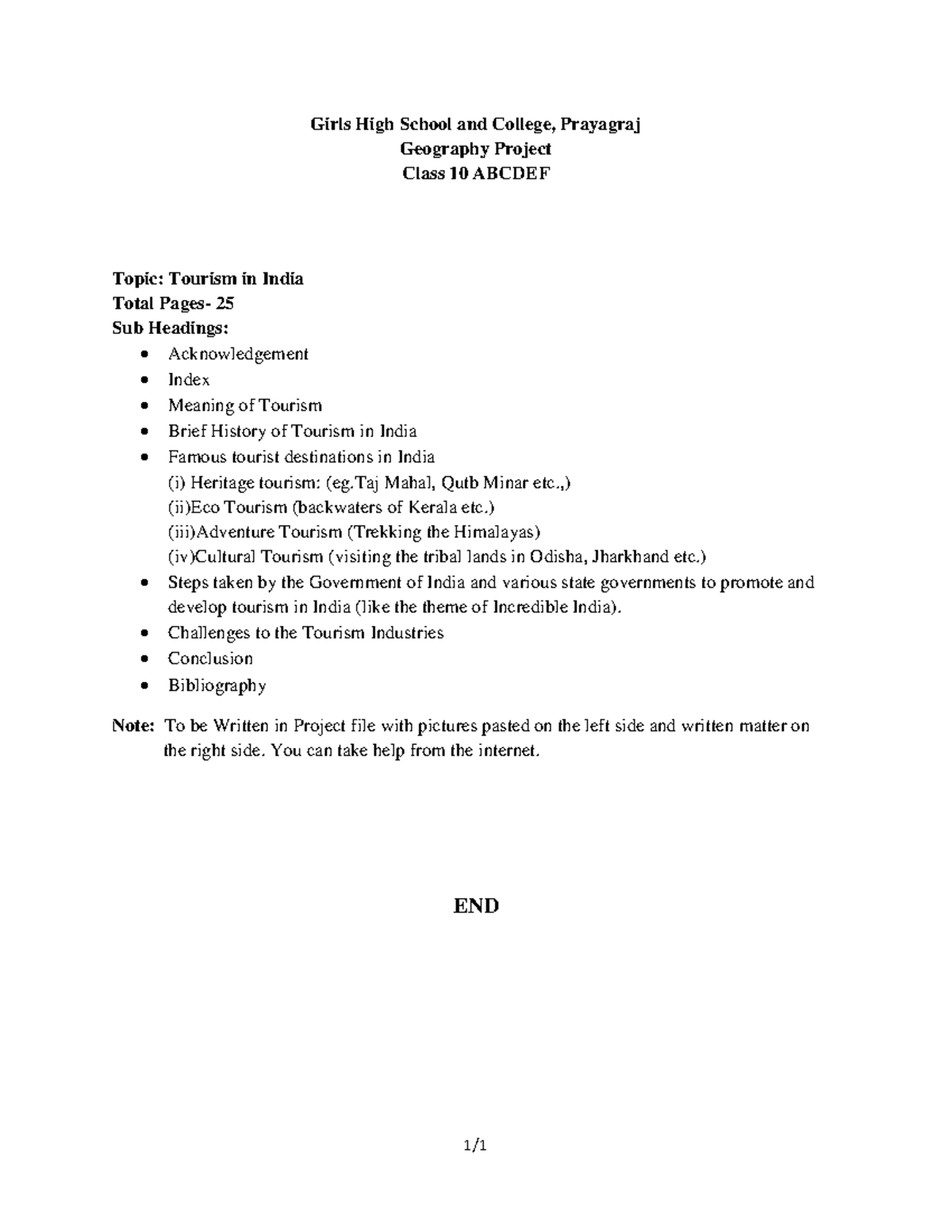 Class 10 Geography Project - 1/ Girls High School and College ...