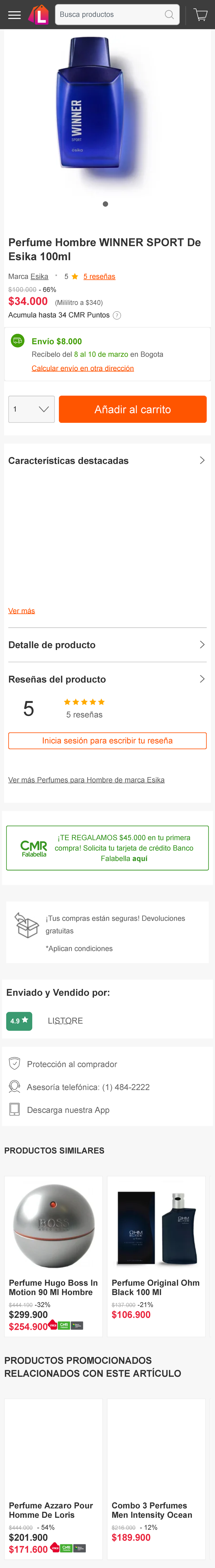 Perfume Hombre Winner Sport De Esika 100ml Linio Colombia ...