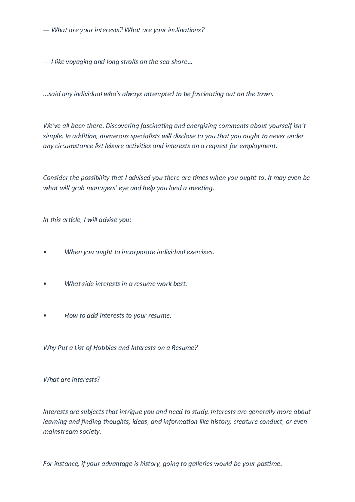 What are your interests and how to define - — What are your interests ...