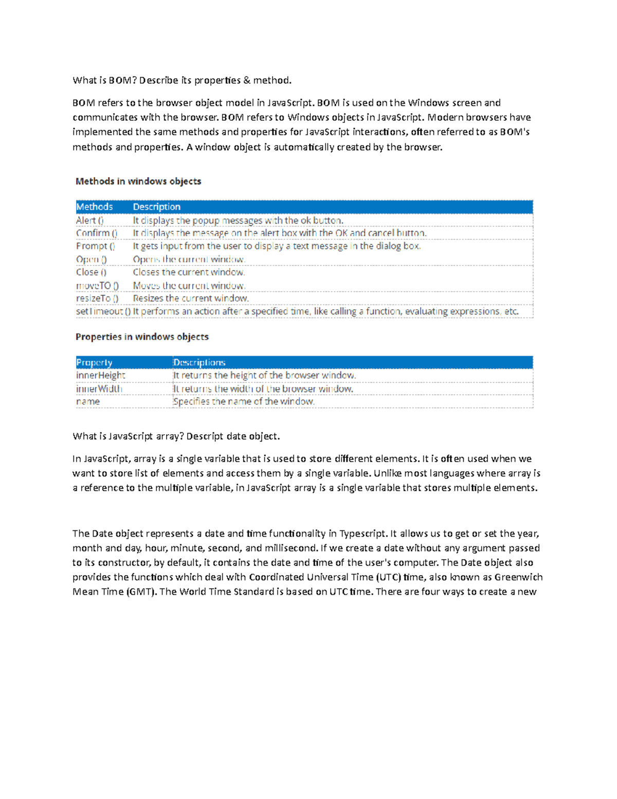 Scripting - IT extra resource material - What is BOM? Describe its properties & method. BOM ...