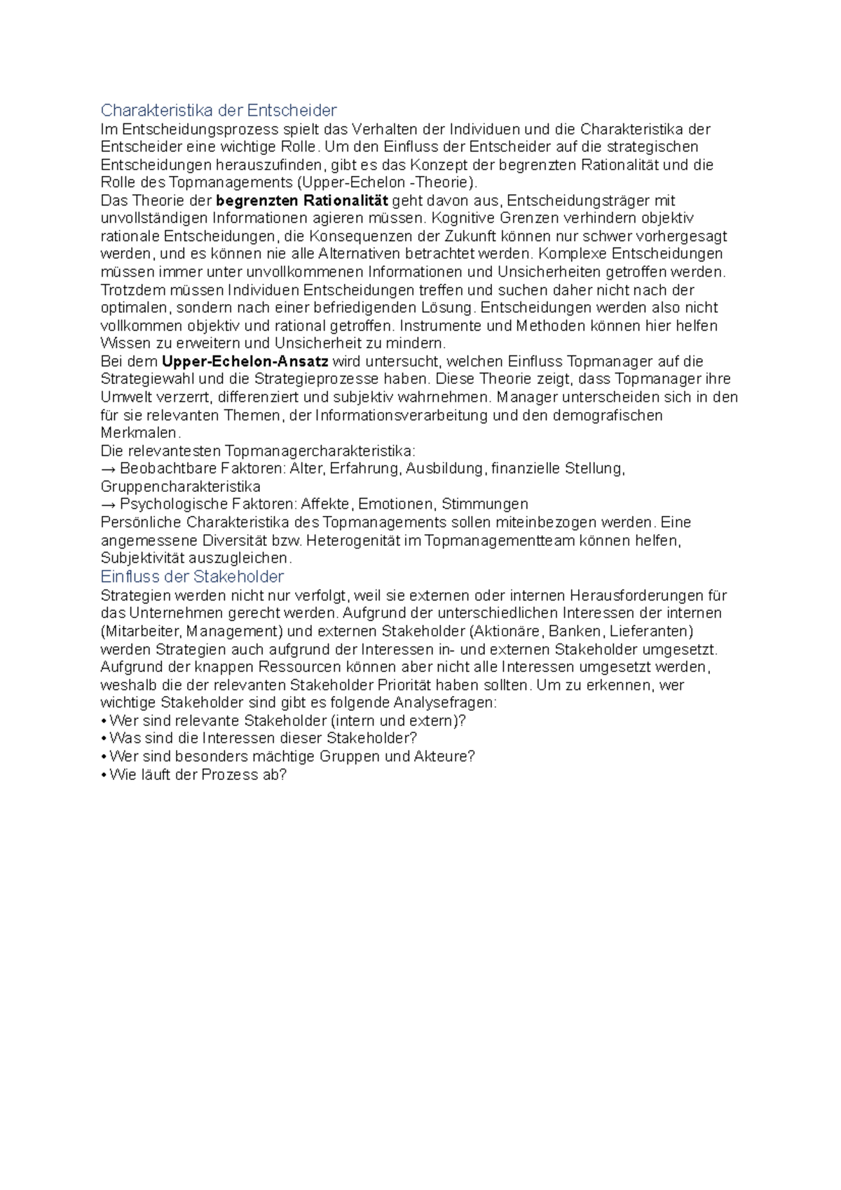 Charakteristika der Entscheider - Um den Einfluss der Entscheider auf ...