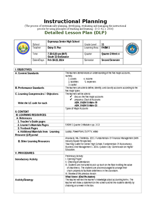 DLP-Bus Math Q1 W1 - Detailed Lesson Plan - Instructional Planning (The ...