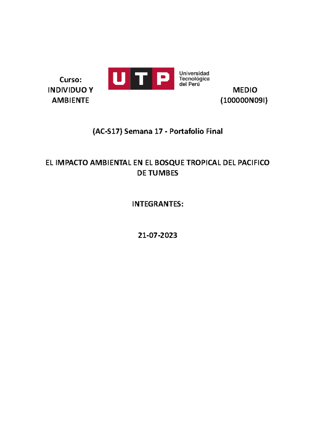 Portafolio Final Individuo y Medio Ambiente - Curso: INDIVIDUO Y MEDIO ...