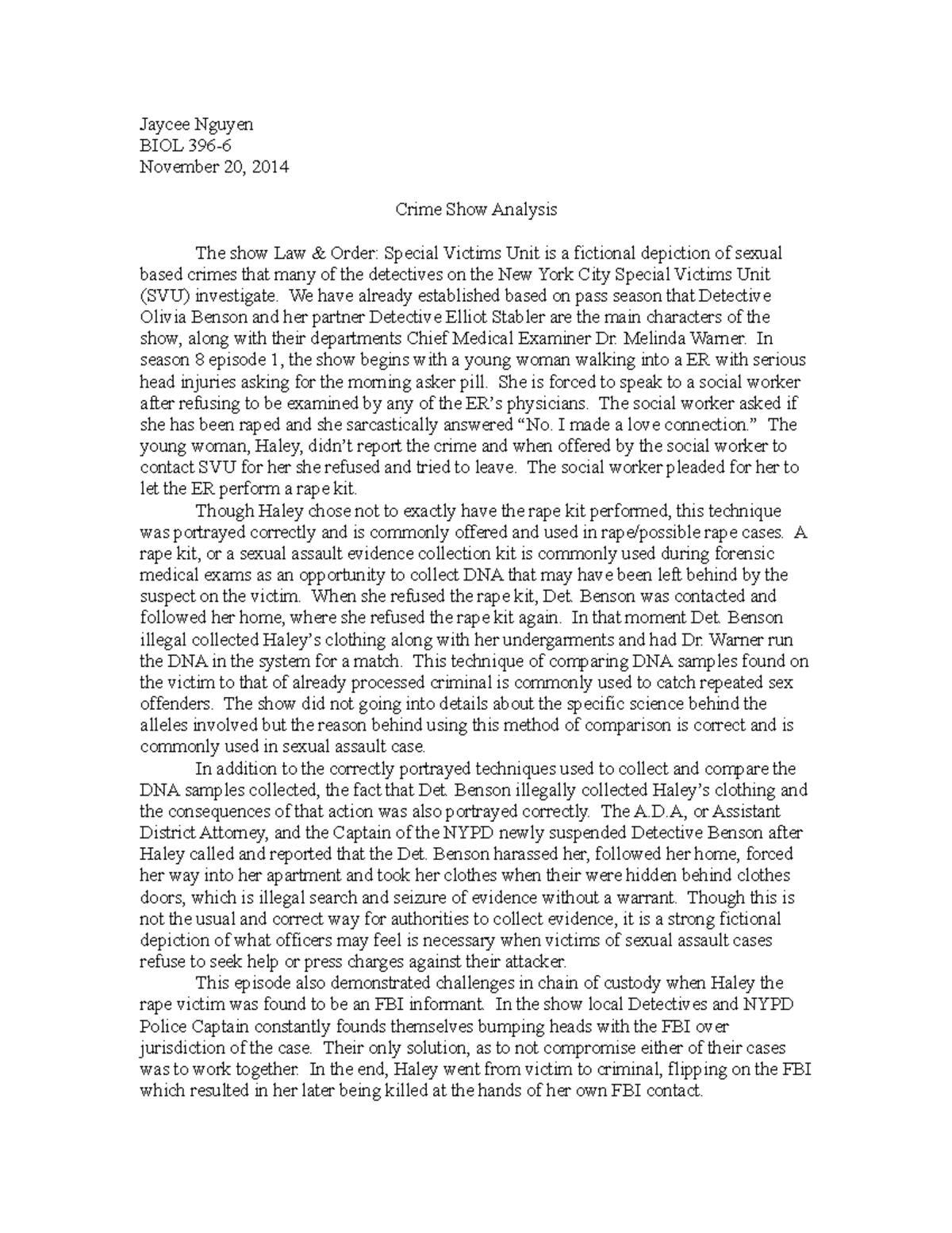 Crime Show Analysis Extra Credit Assignment Jaycee Nguyen BIOL 396 crime-show-analysis-extra-credit-assignment-jaycee-nguyen-biol-396