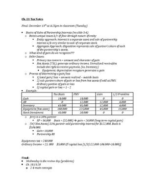Ch 20 tax cheat sheet - Lecture Summary - Flow-Through Entities (aka ...