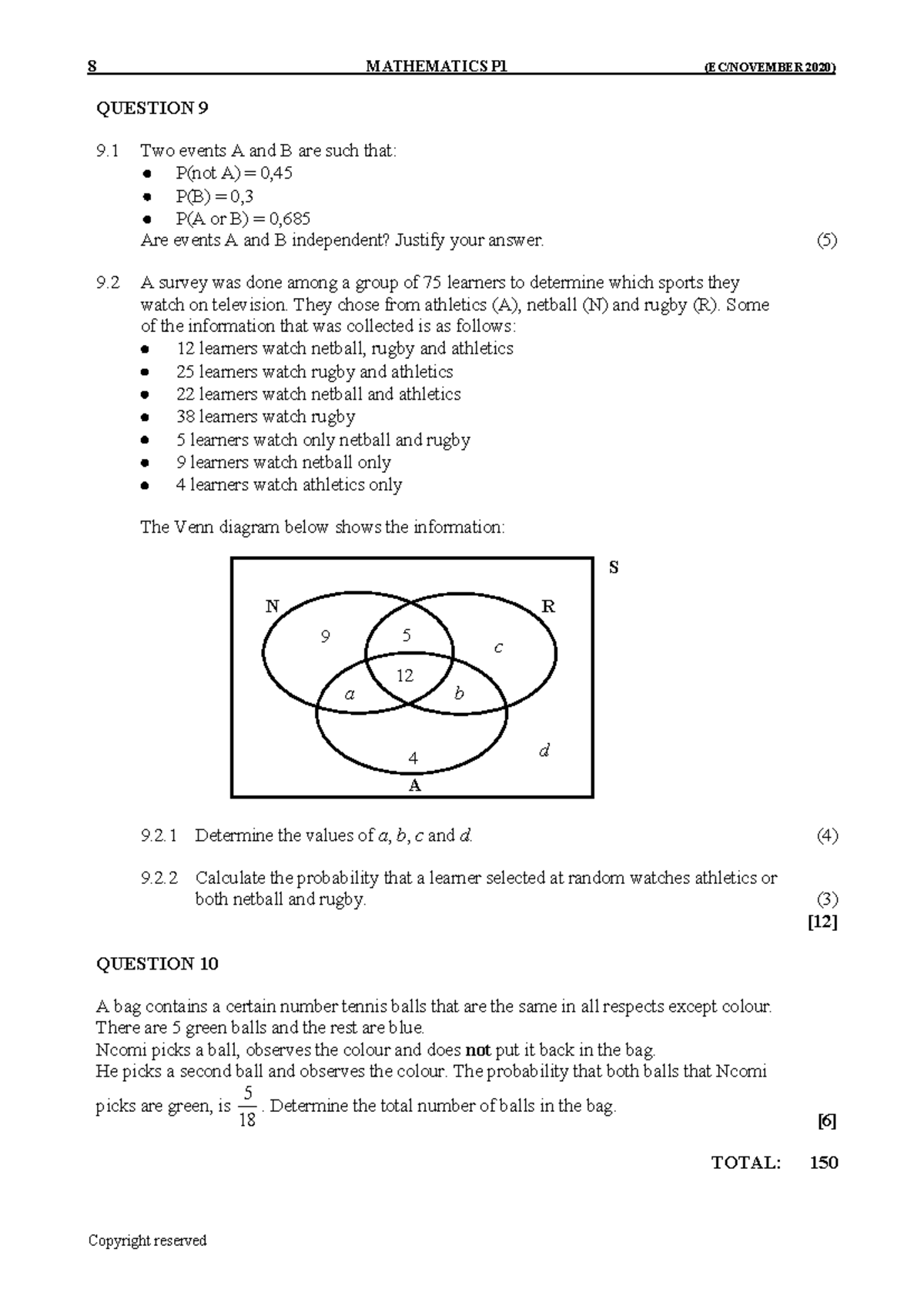 2020 - Notes for learners - 8 MATHEMATICS P1 (EC/NOVEMBER 2020 ...