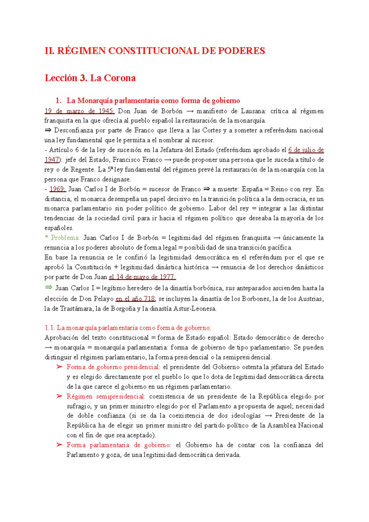Lección 3 - Régimen constitucional español - II. RÉGIMEN CONSTITUCIONAL ...