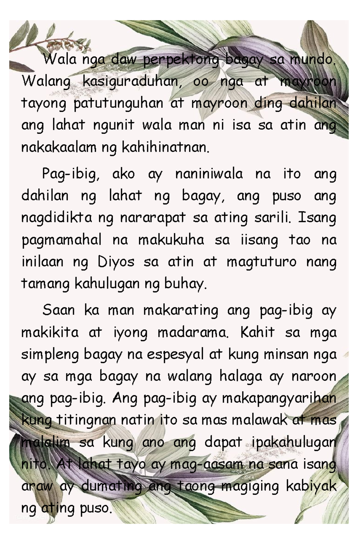 Sulating Di Pormal - LECTURE - Wala nga daw perpektong bagay sa mundo. Walang kasiguraduhan, oo ...