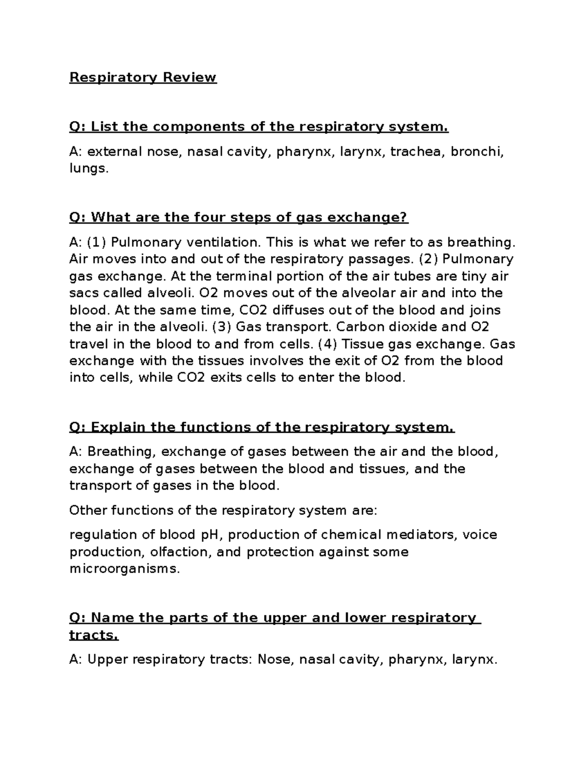 Respiratory Review - .......................... - Respiratory Review Q ...