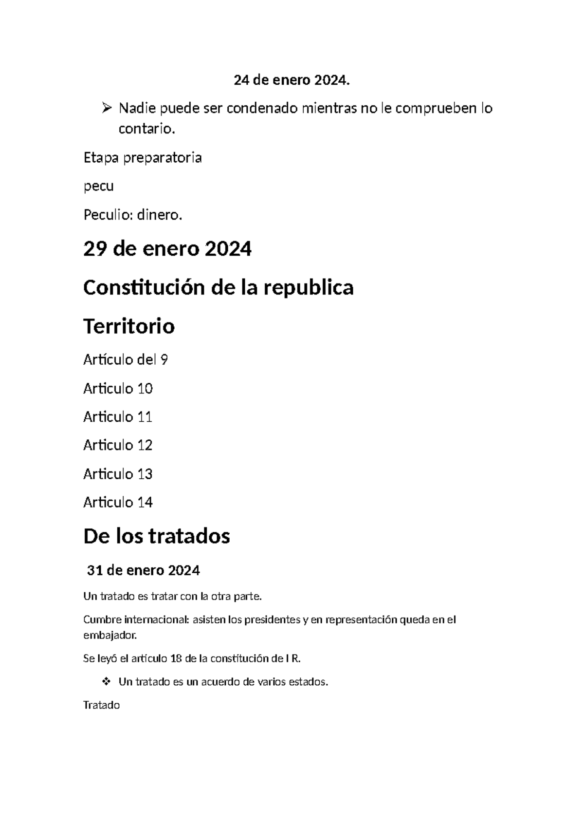 Apuntes - 24 de enero 2024. Nadie puede ser condenado mientras no le ...