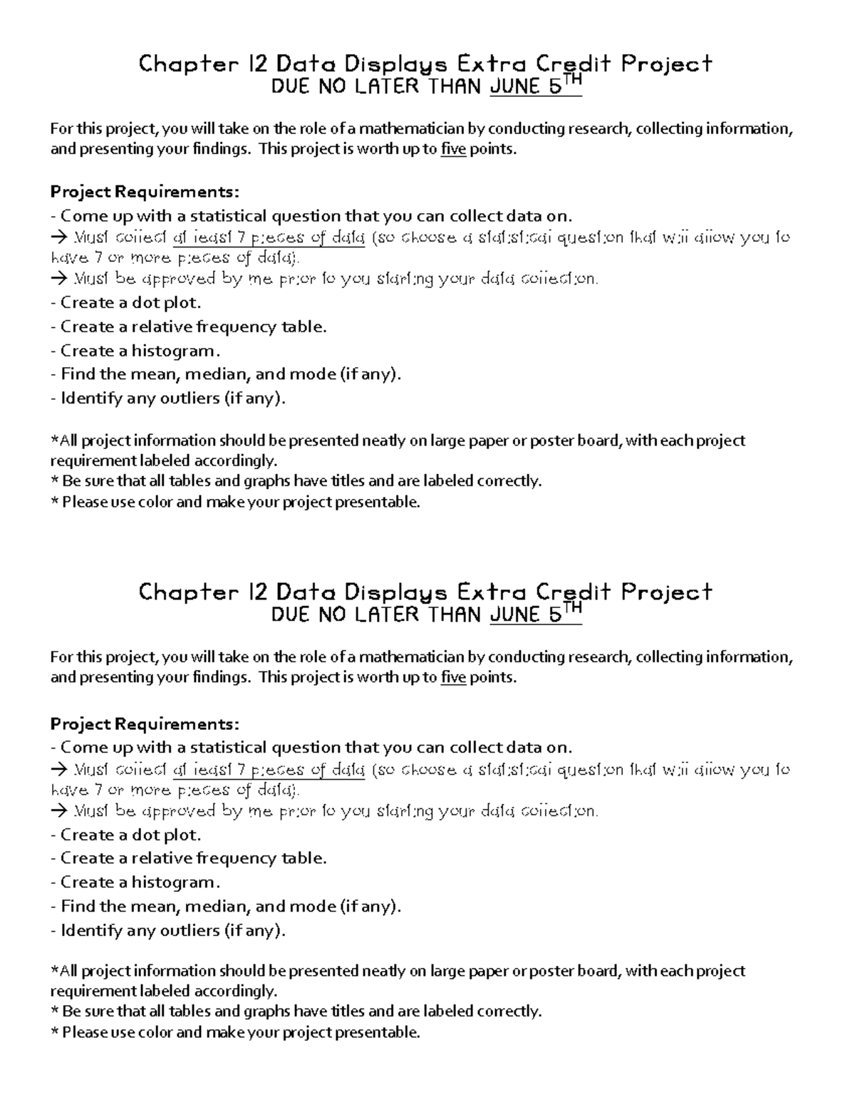 Probability Data Displays Project-1 - Chapter 12 Data Displays Extra ...