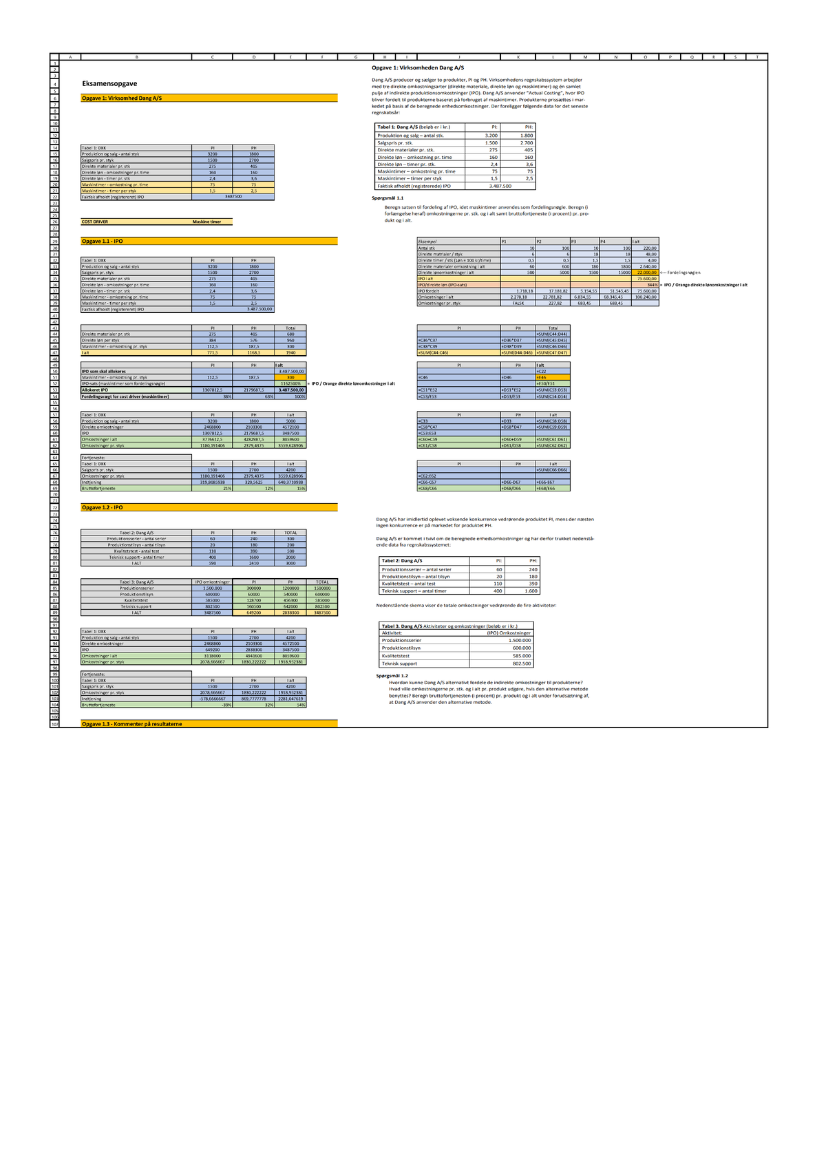 Eksamen 3 - IPO fordeling - Fleksible budget, afvigelser - VIPO FIPO - A B C D E F G H I J K L M ...