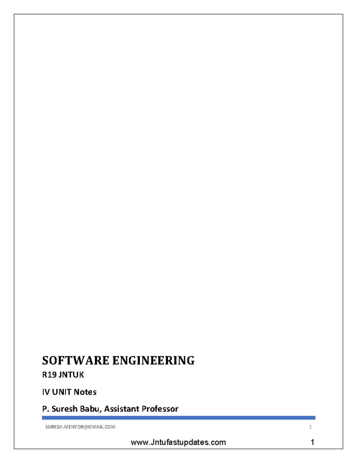 SE R19 - UNIT 4 (Ref-2) - Summary Software Project Management - SURESH@GMAIL 1 SOFTWARE ...