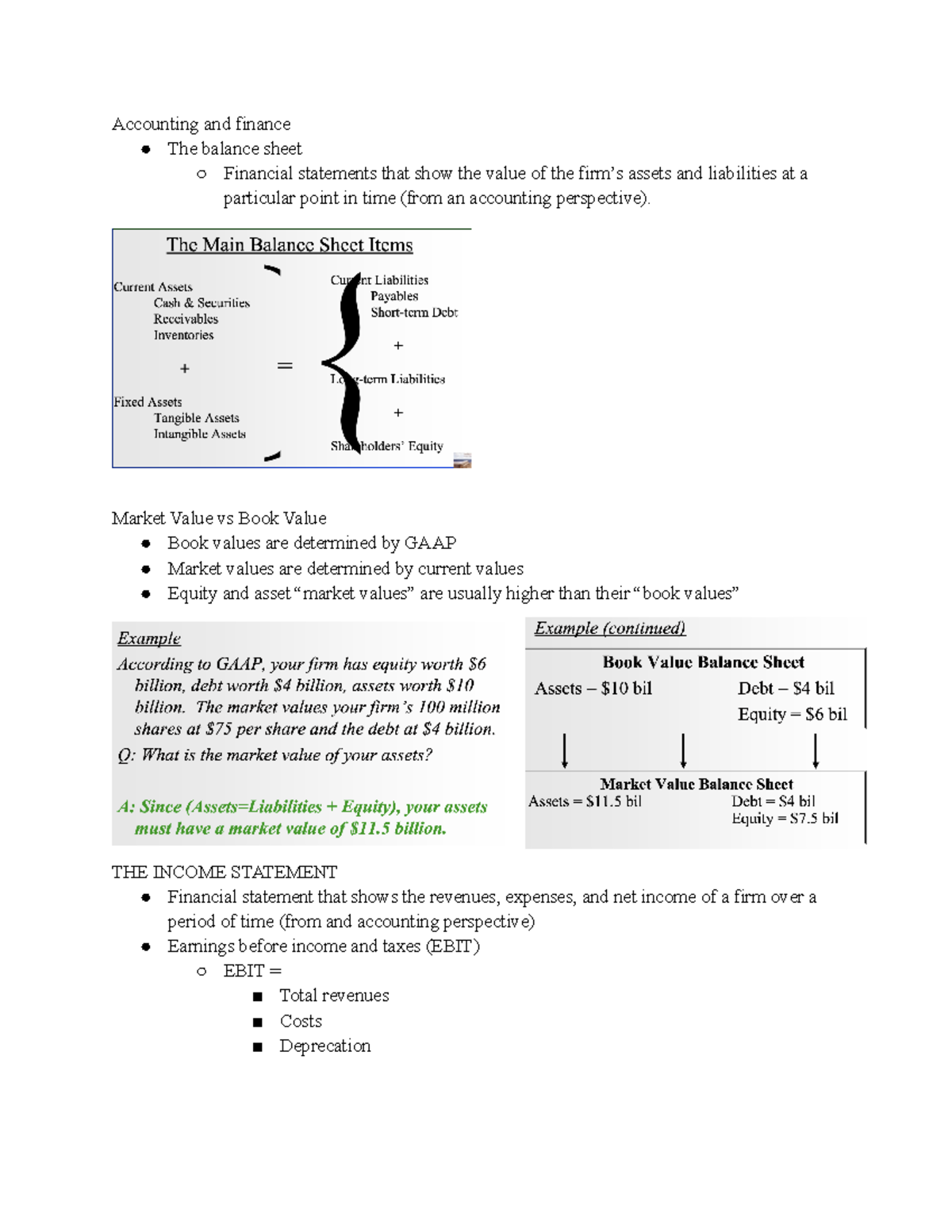 Accounting Review - Accounting and finance The balance sheet Financial ...