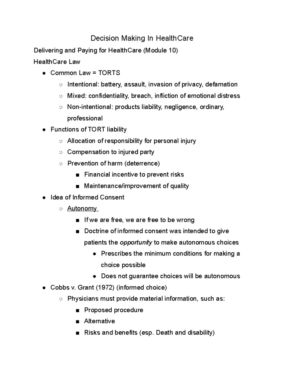 Module 11 - Decision Making In HealthCare Delivering and Paying for ...