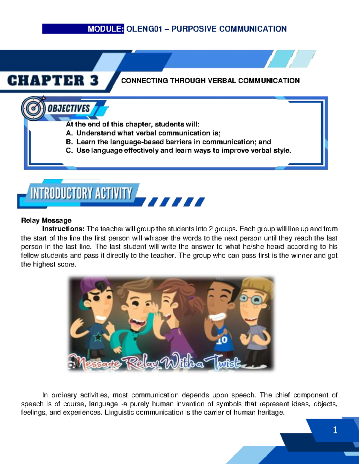 Chapter 3 Connecting Through Verbal Communication - CONNECTING THROUGH ...