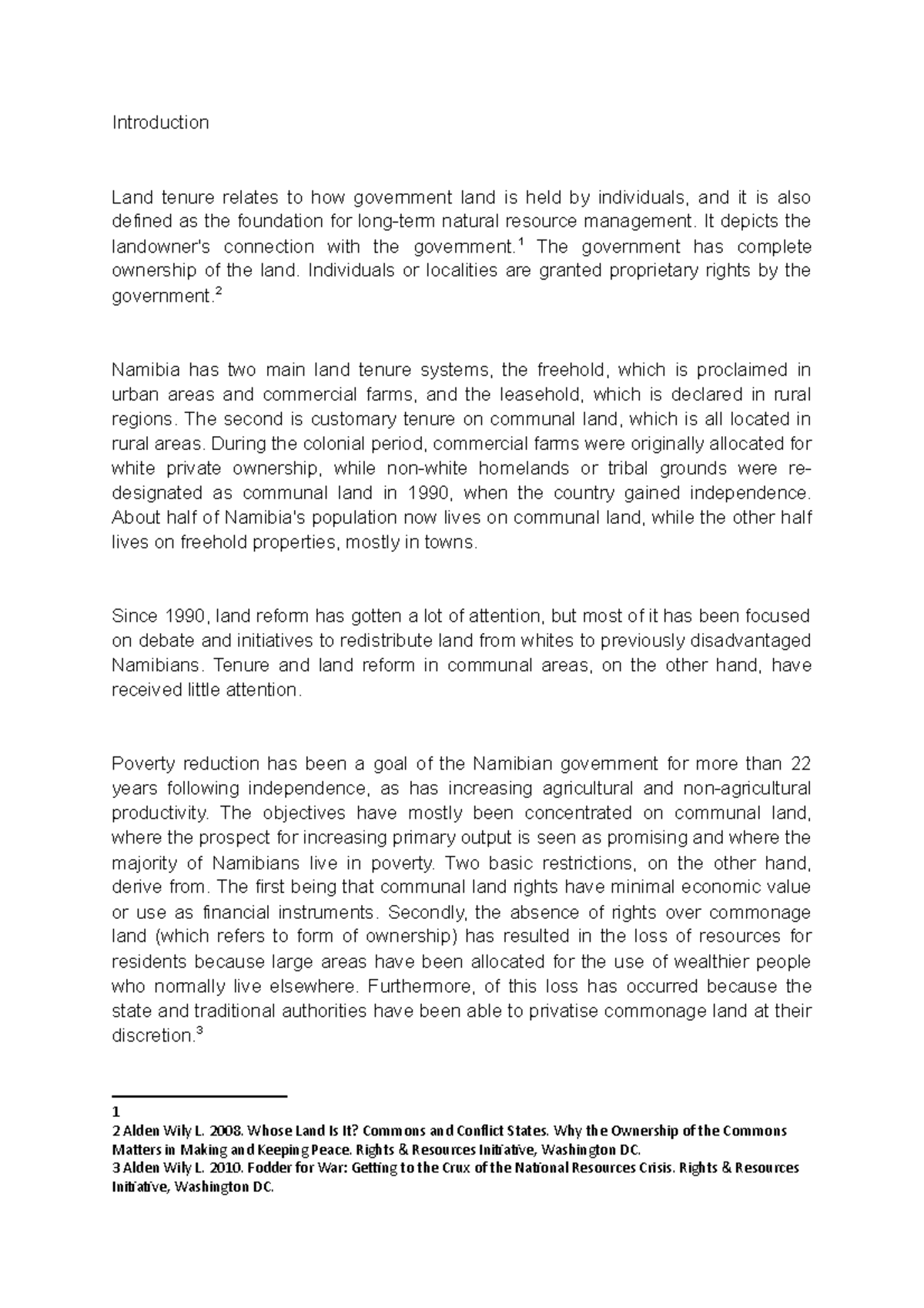 Law of property doc - Introduction Land tenure relates to how ...