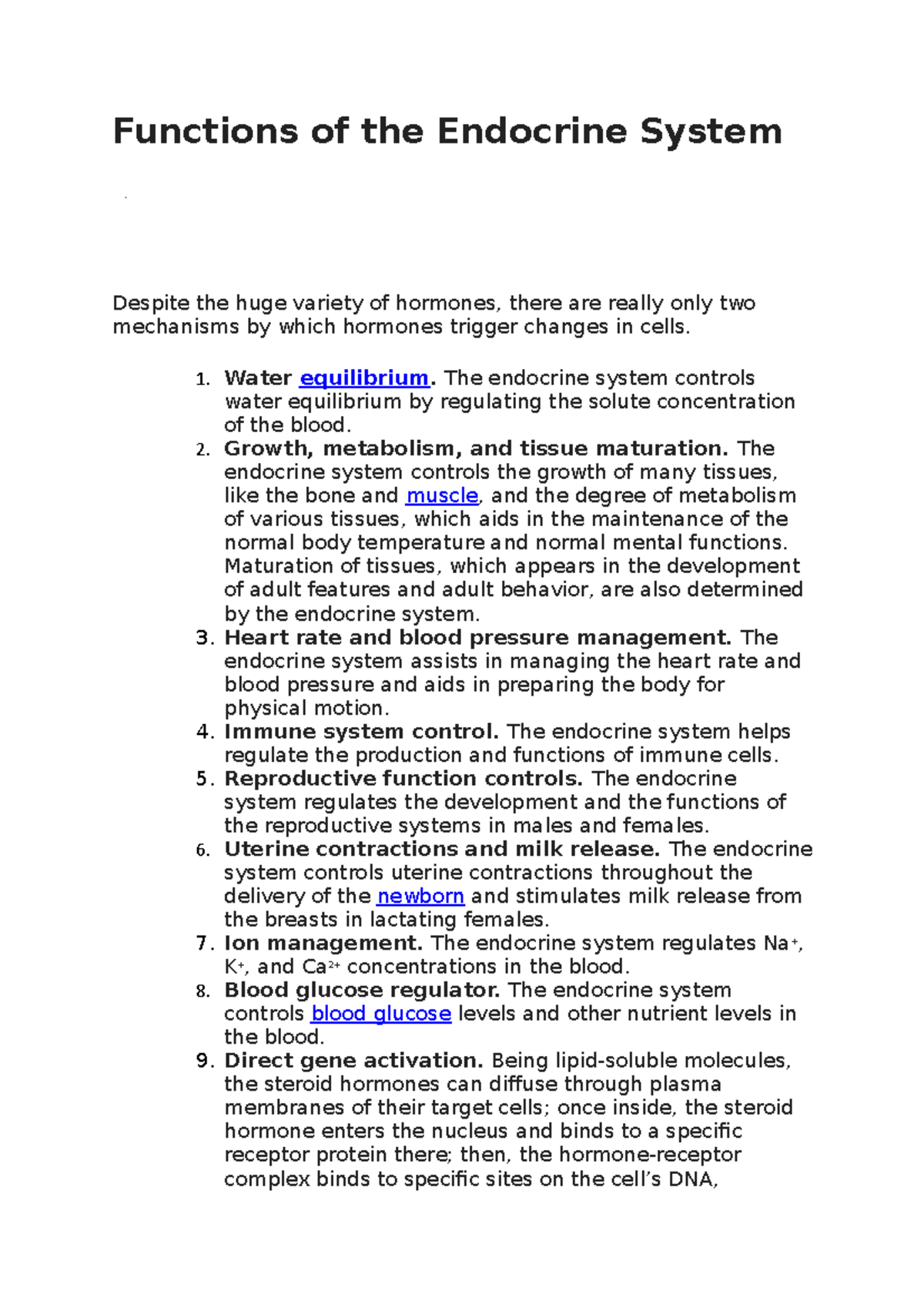 Functions of the Endocrine System - Functions of the Endocrine System ...