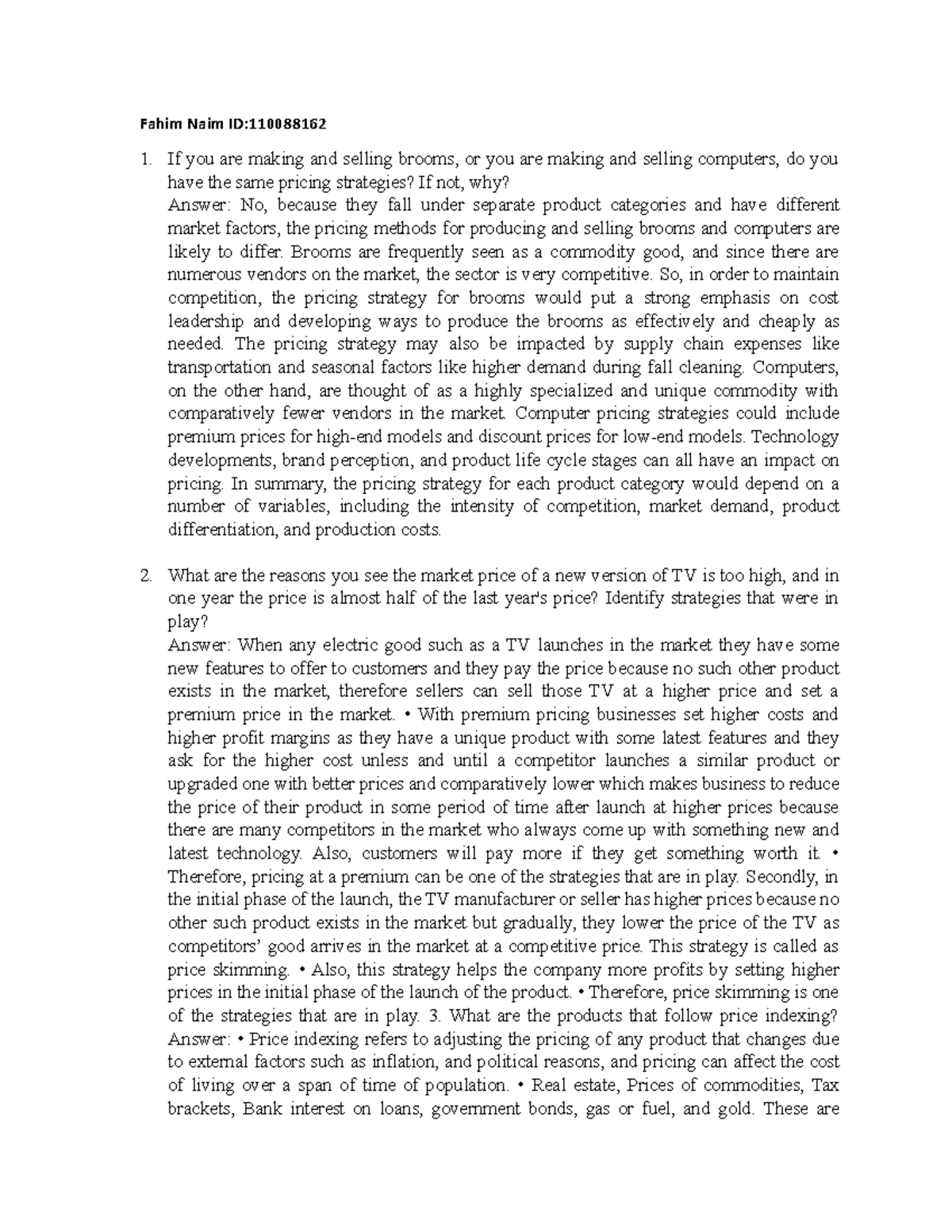 Assignment purchasing and procurement - Fahim Naim ID: If you are making and selling brooms, or ...