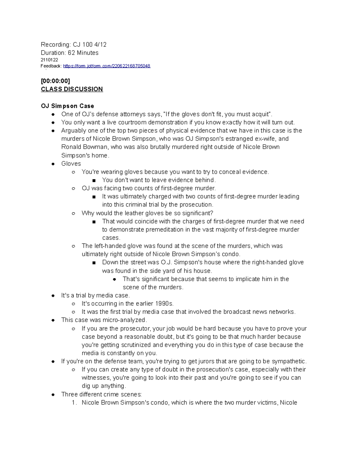 CJ 100 4 12 Summary Notes - Recording: CJ 100 4/ Duration: 62 Minutes ...