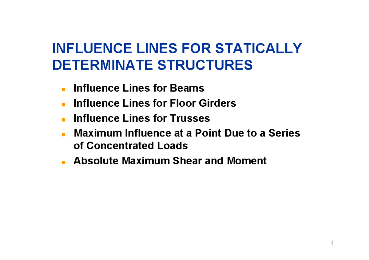 06 Influence Line Beams - ! Influence Lines for Beams ! Influence Lines ...