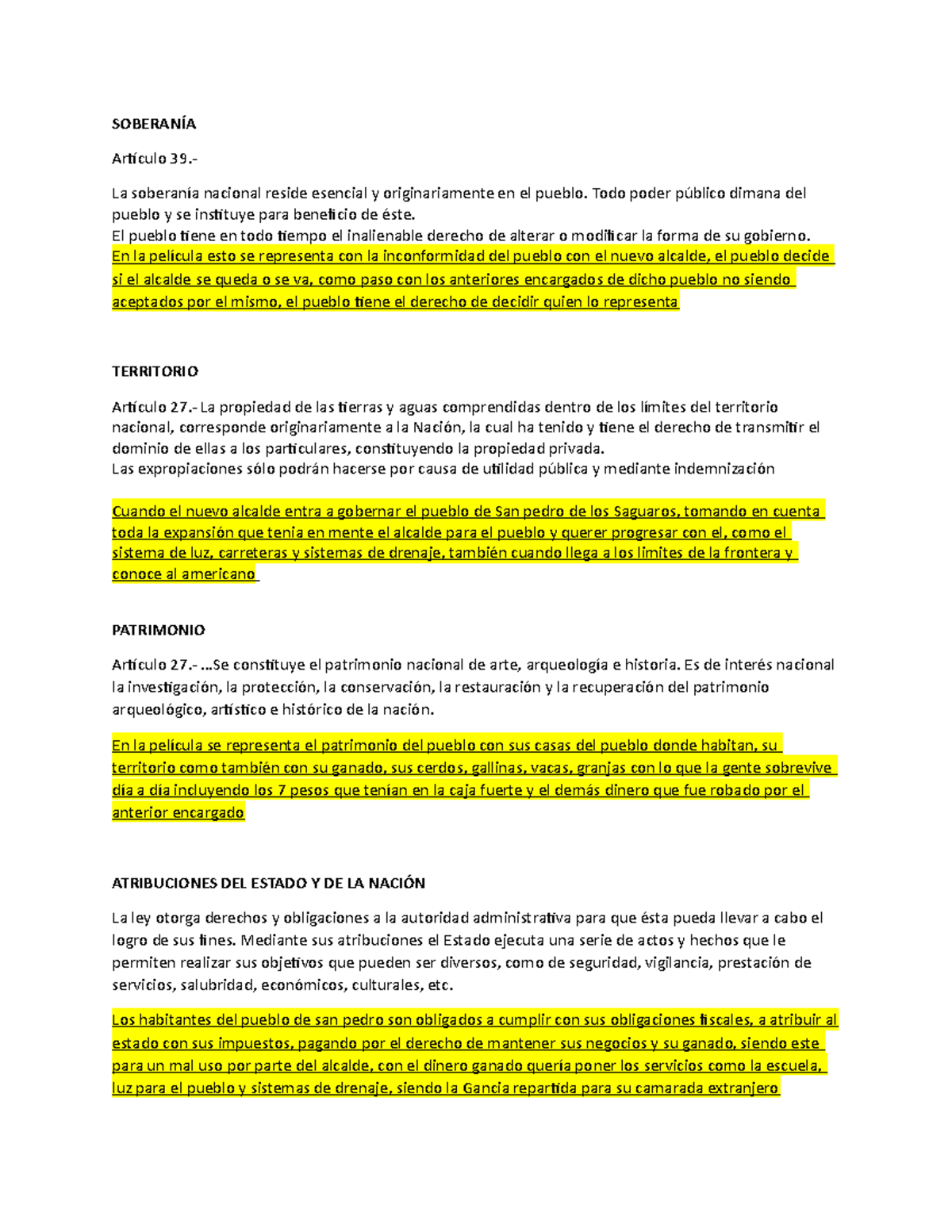 Trabajo DE Tarea - SOBERANÍA Artículo 39.- La soberanía nacional reside ...