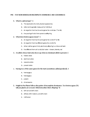 Genetics PRE or post - Practice test - Genetics Basics Worksheet # Part ...