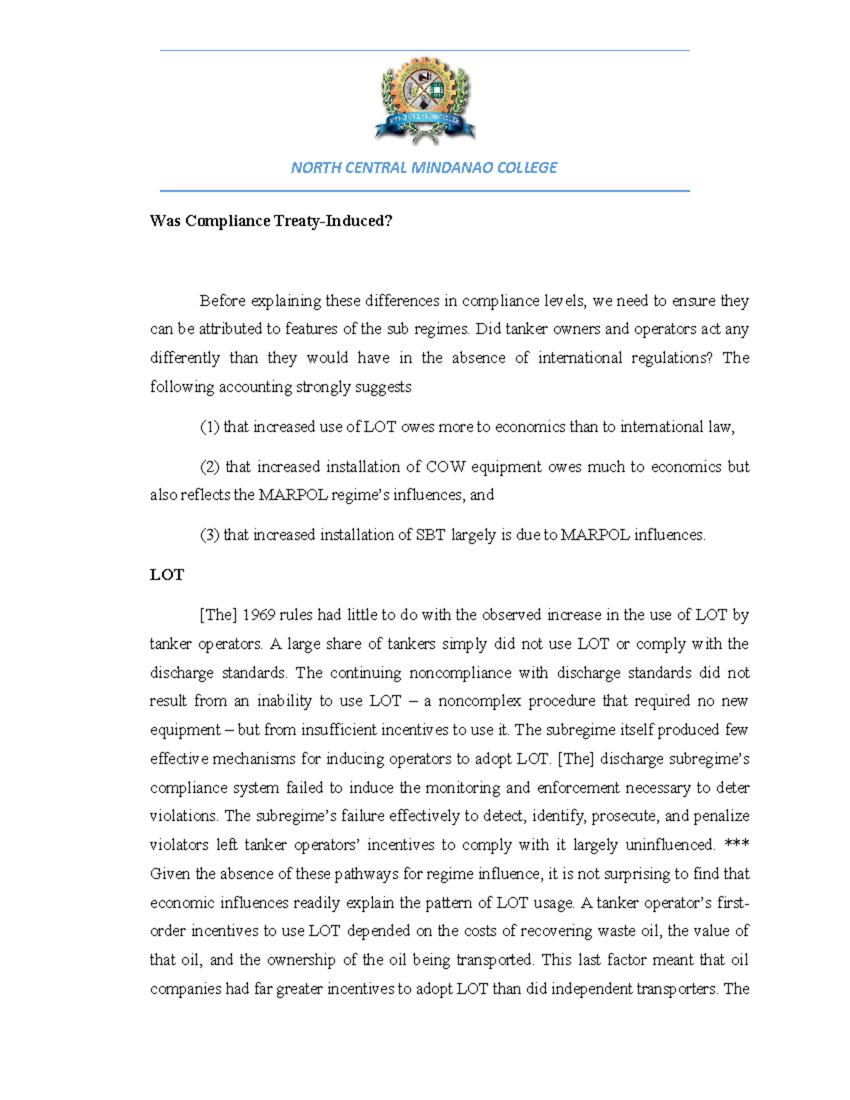 GEC 100 Was Compliance Treaty-Induced - Was Compliance Treaty-Induced ...