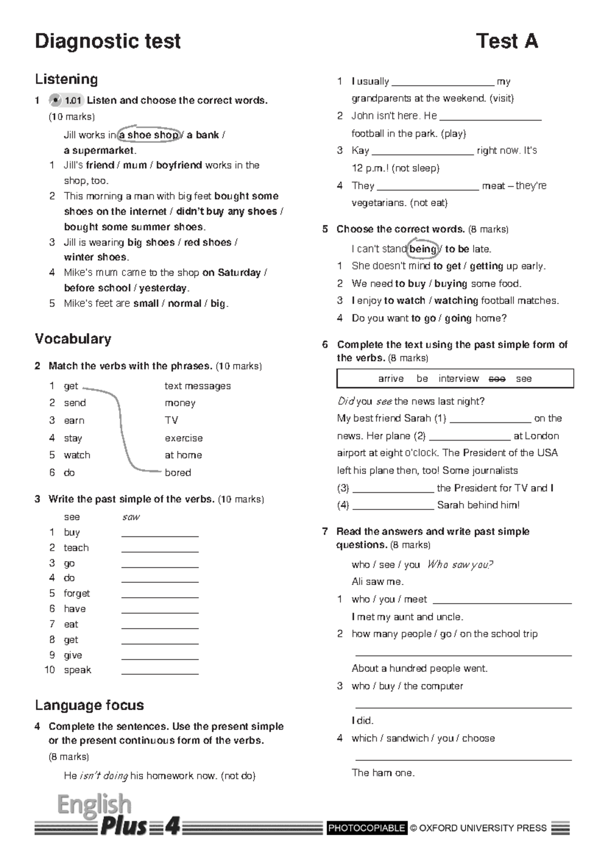349277603 332061254 English Plus 4 Tests pdf - Diagnostic test Test A ...