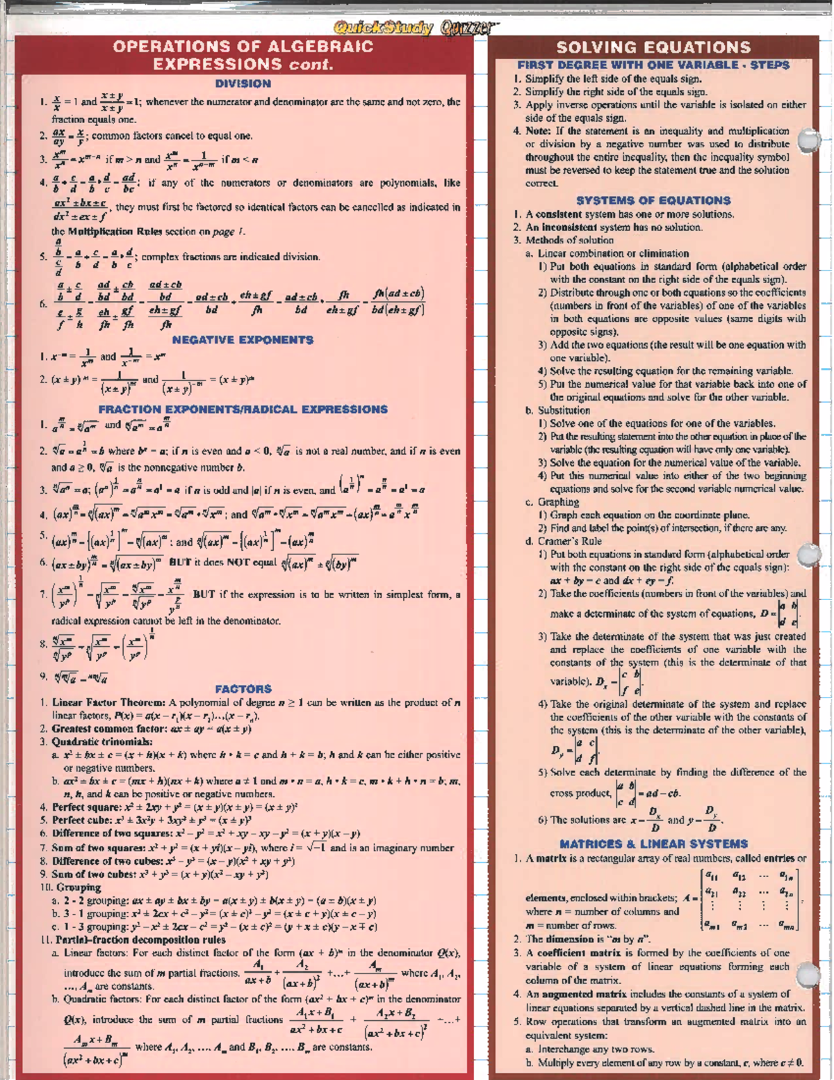 Algebraic equations test questions and answers 2 - MATH 110 - Studocu