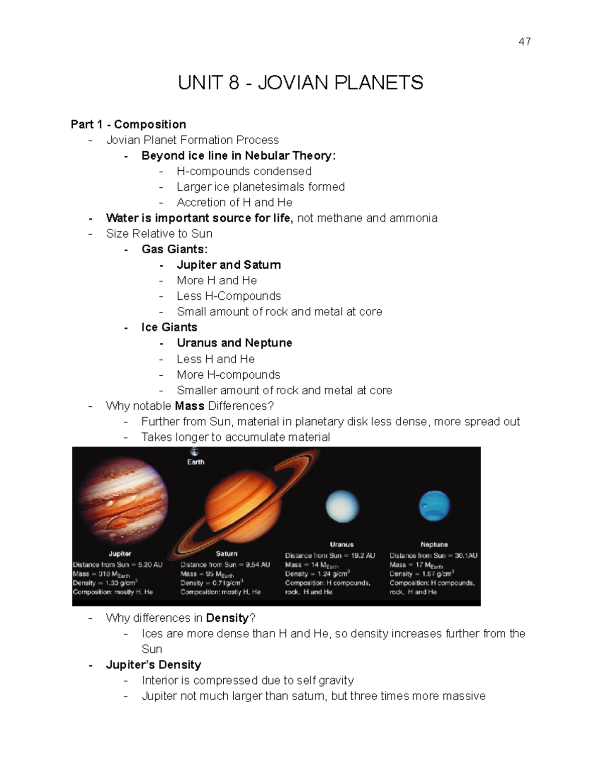 Week 11 Lecture 8 - UNIT 8 - JOVIAN PLANETS Part 1 - Composition ...