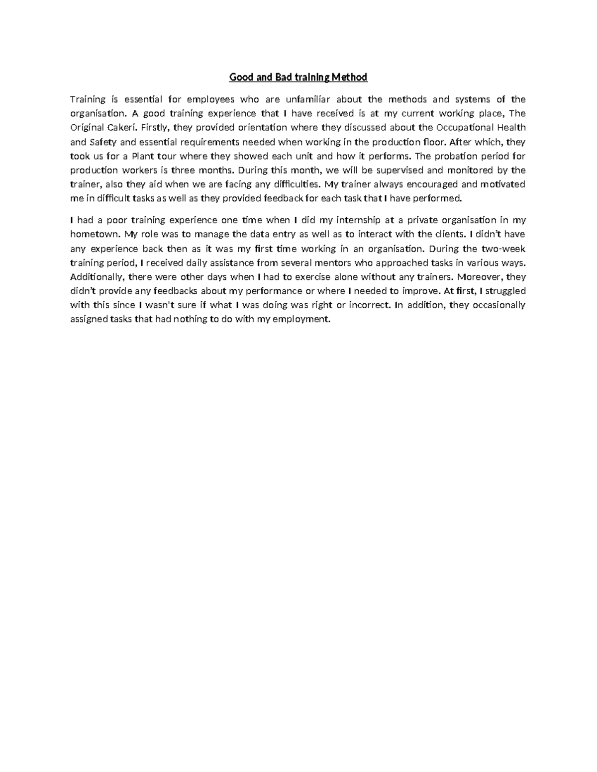 Good and Bad training Method - Good and Bad training Method Training is ...