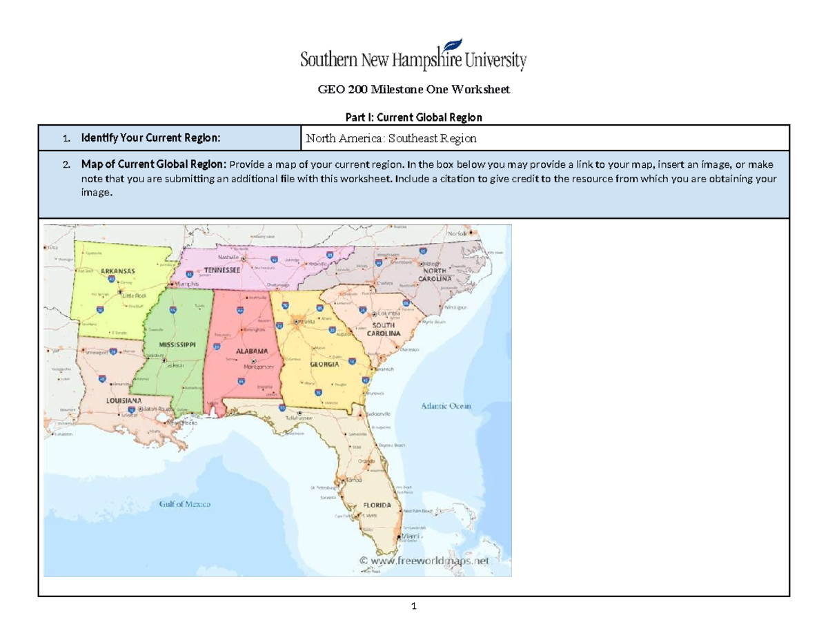 GEO 200 Milestone One Complete Worksheet - GEO 200 Milestone One ...