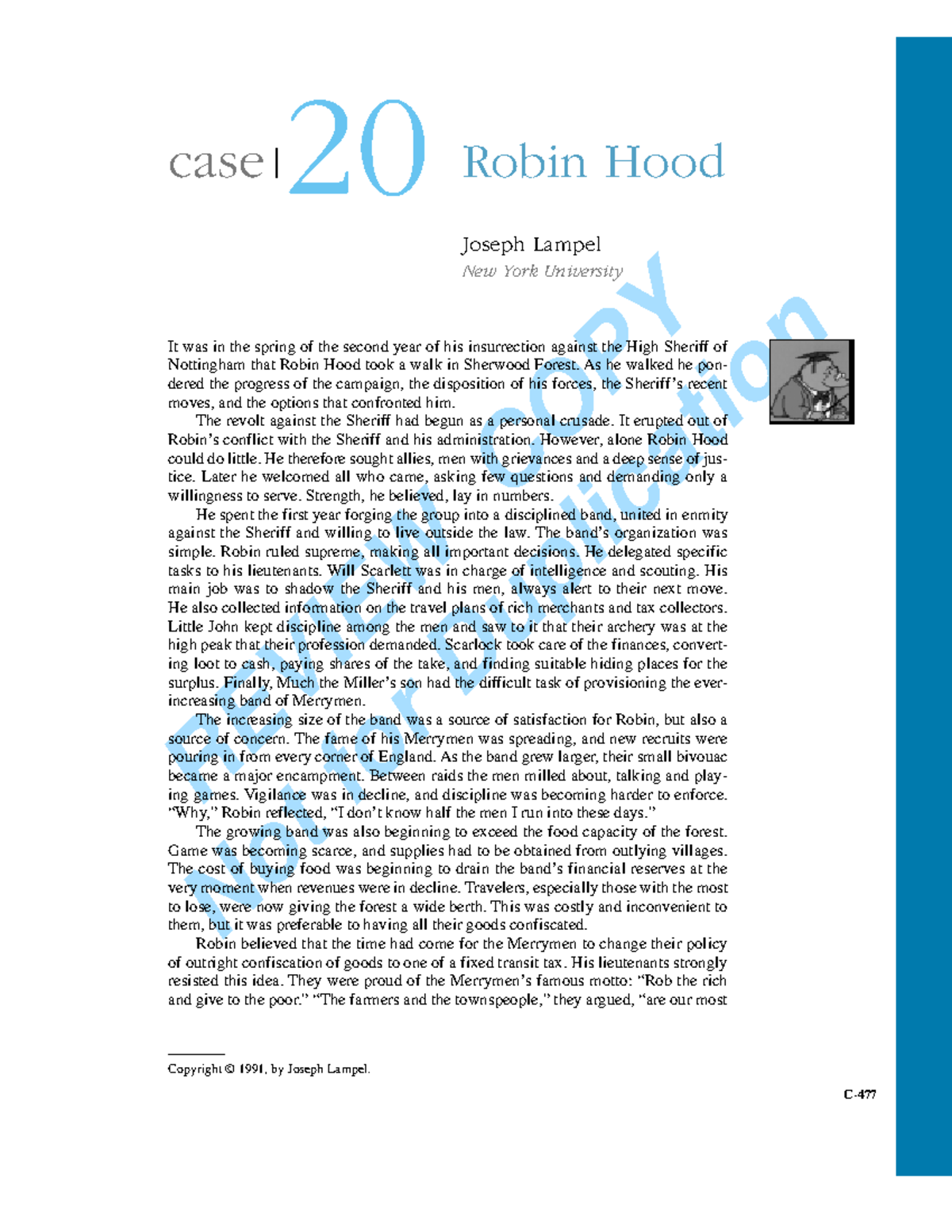 Robin Hoodcase - case study - REVIEW COPY Not for Duplication case 20 ...