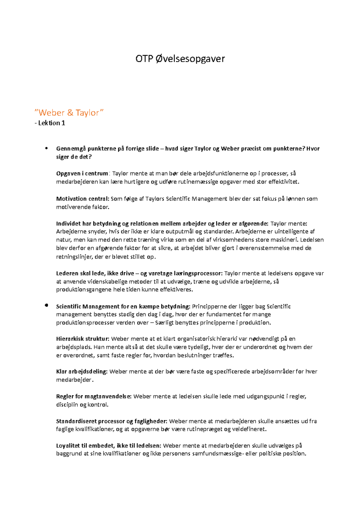 OTP Øvelsesopgaver - Frivillig opgave - Eksempel på en eksamen - OTP ...