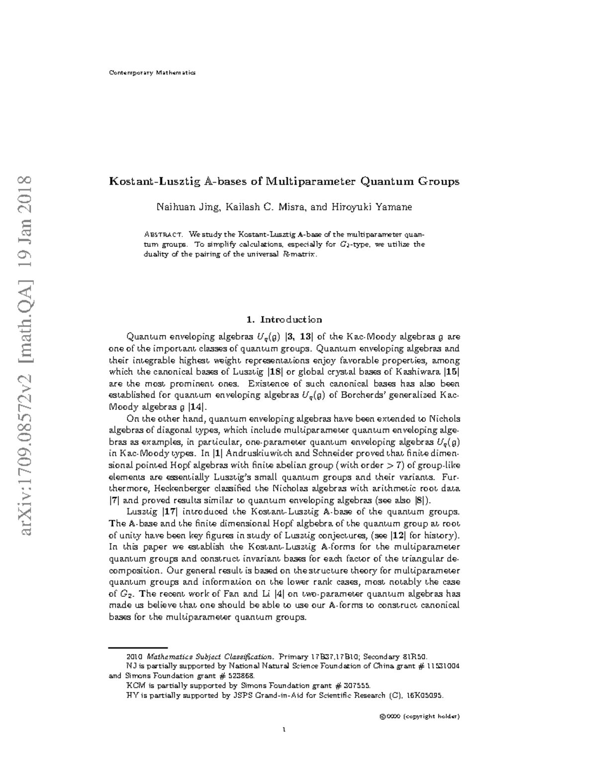 1709 - Cours - arXiv:1709 [math] 19 Jan 2018 Contemporary Mathematics ...