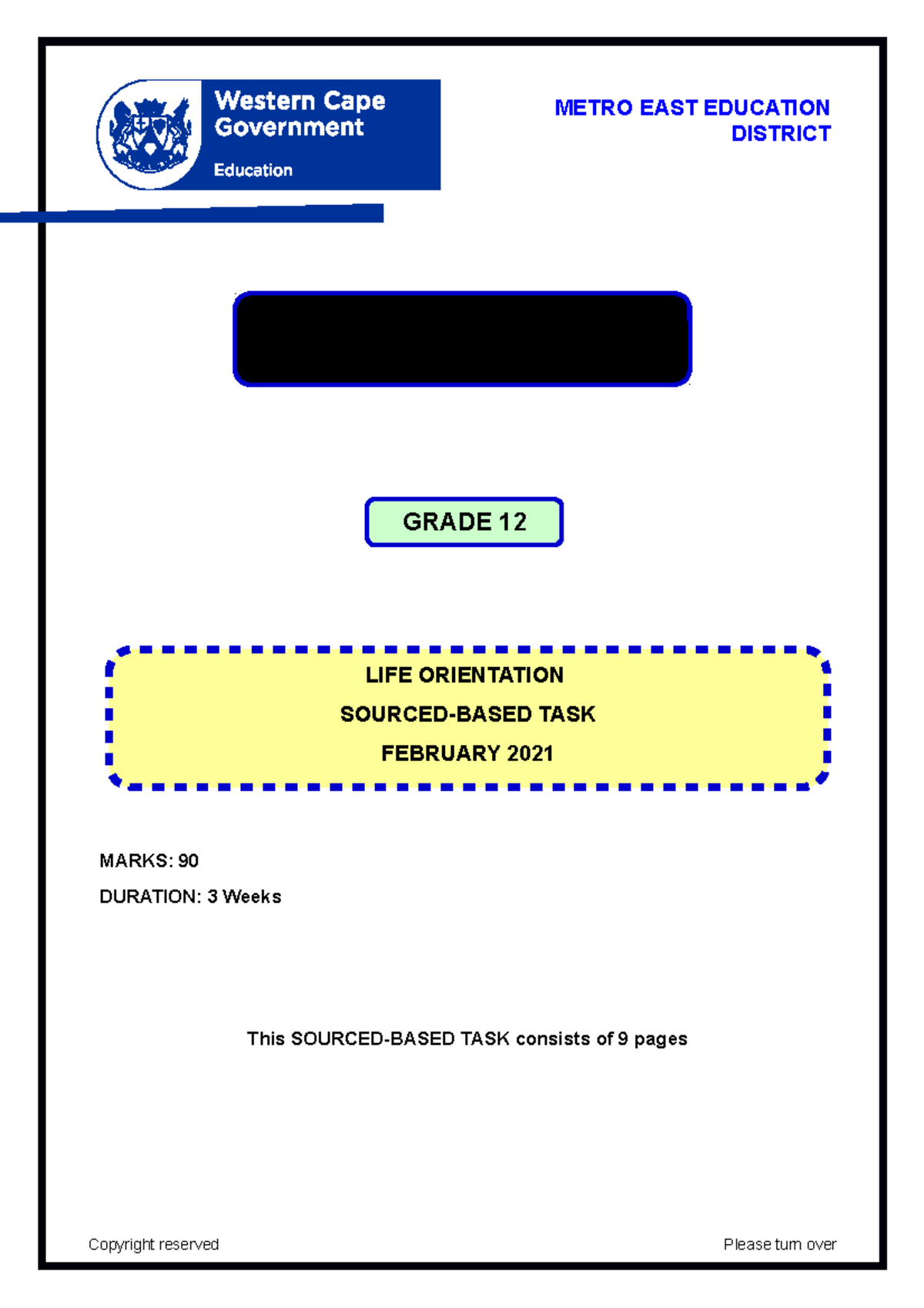 Gr 12 -L - Memo and questions p for practice - METRO EAST EDUCATION ...