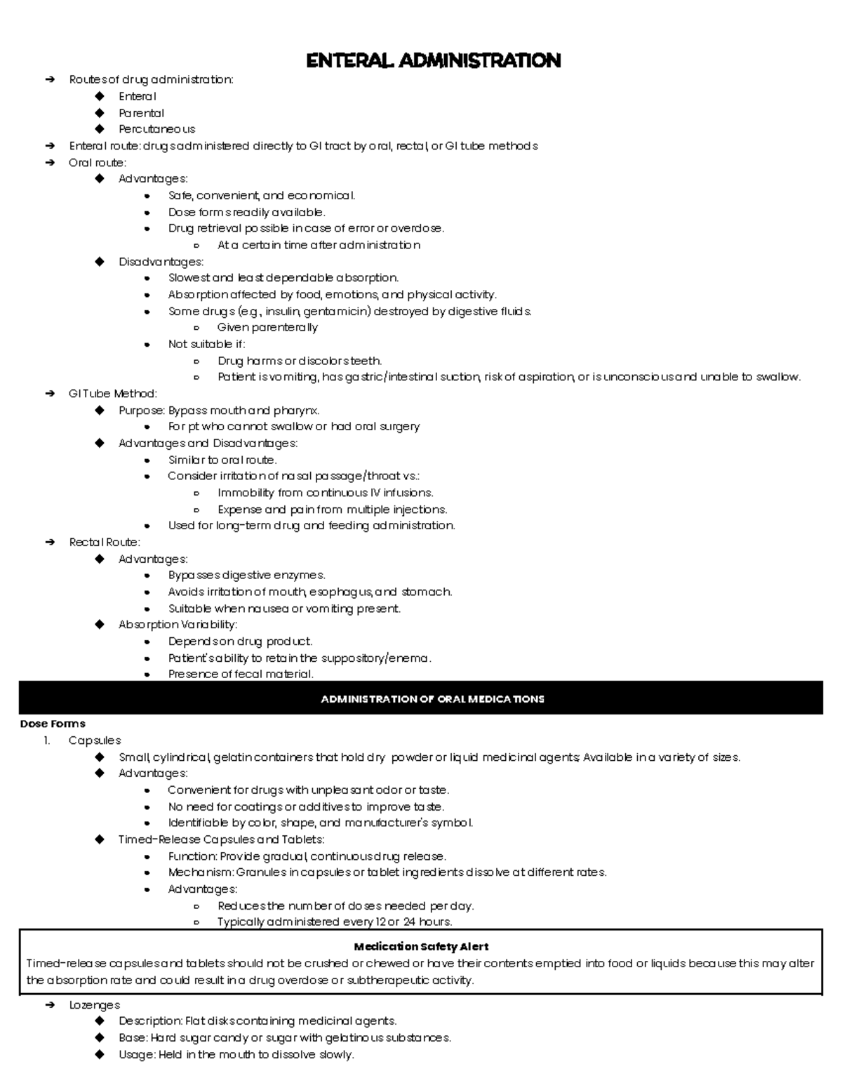 08 Enteral - ENTERAL ADMINISTRATION Routes of drug administration ...