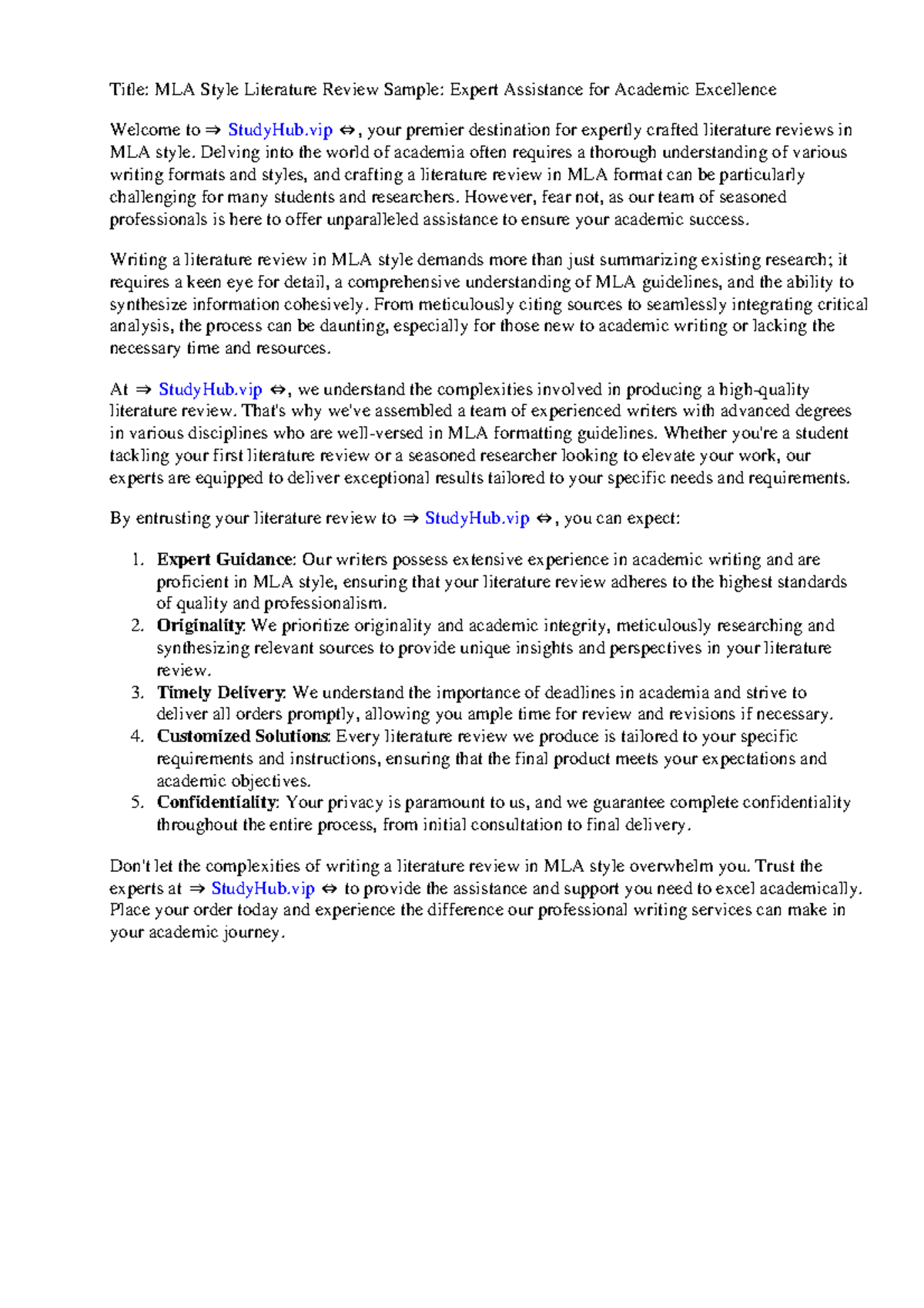Mla Style Literature Review Sample - Delving into the world of academia ...